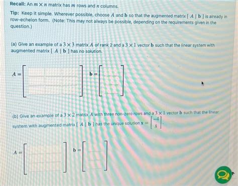 Solved Recall An M×n Matrix Has M Rows And N Columns Tip