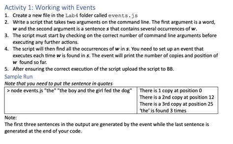 Solved Activity 1 Working With Eventscreate A New File In