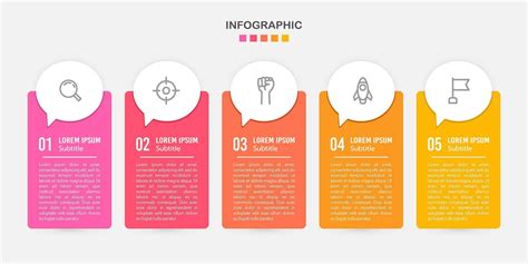 5 element infographic message box design template business workflow project vector
