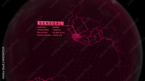 3d Animated Rotating Earth With Highlighted Map Of Senegal Stock ビデオ