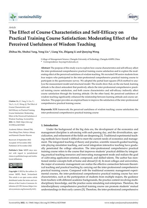 Pdf The Effect Of Course Characteristics And Self Efficacy On Practical Training Course