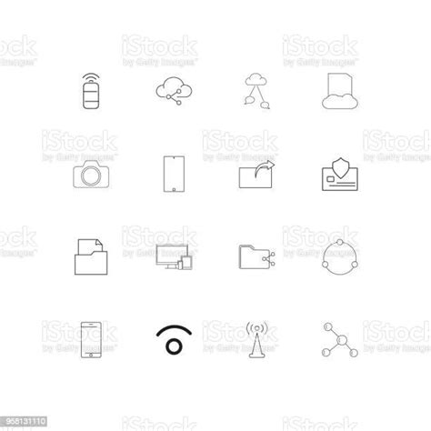 네트워크 및 데이터베이스 선형 얇은 아이콘 세트입니다 간단한 벡터 아이콘 설명 0명에 대한 스톡 벡터 아트 및 기타 이미지