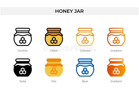 Honey Jar Icon In Different Style Honey Jar Vector Icons Designed In Outline Solid Colored