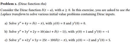 Solved Problem Dirac Function Rhs Consider The Dirac Chegg Com