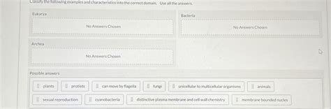 Solved Classify The Following Examples And Characteristics Chegg Com