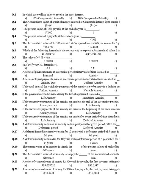 Mcqs Pdf Present Value Applied Mathematics