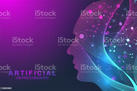 미래 인공 지능과 기계 학습 개념 인간의 큰 데이터 시각화입니다 웨이브 흐름 통신 과학적인 벡터 일러스트 레이 션 사람 얼굴에 대한 스톡 벡터 아트 및 기타 이미지 Istock