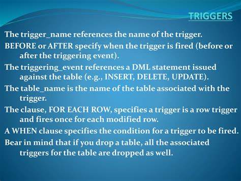 Triggersandactivedatabasesindatabasespptx