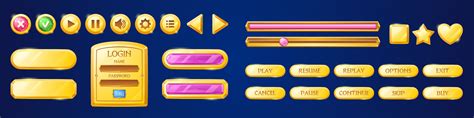 Set Of Golden Buttons For User Interface Design 13132918 Vector Art At