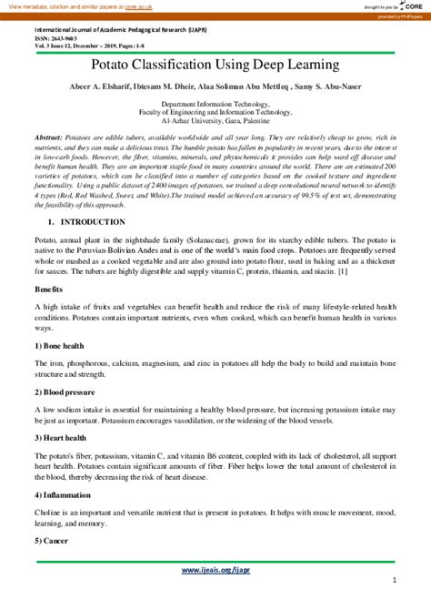 pdf potato classification using deep learning