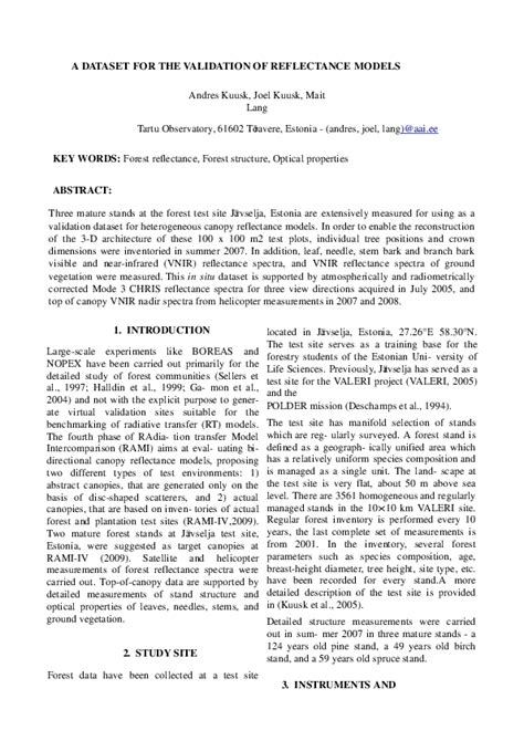 Pdf A Dataset For The Validation Of Reflectance Models