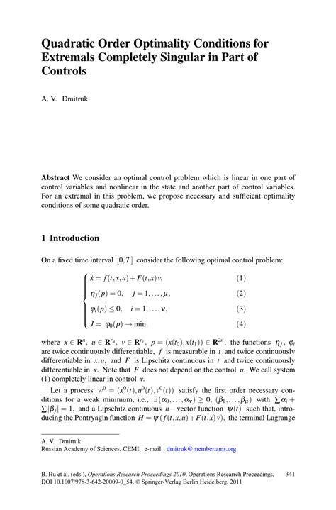Pdf Quadratic Order Optimality Conditions For Extremals Completely