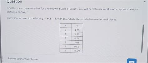 Solved QuestionFind The Linear Regression Line For The Chegg