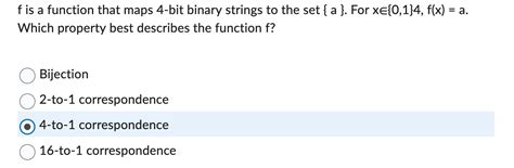 Solved F Is A Function That Maps 4 Bit Binary Strings To The