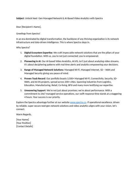 Spectra Generic Intro Email Script Pdf