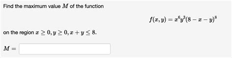 Solved Find The Maximum Value M Of The Chegg Com