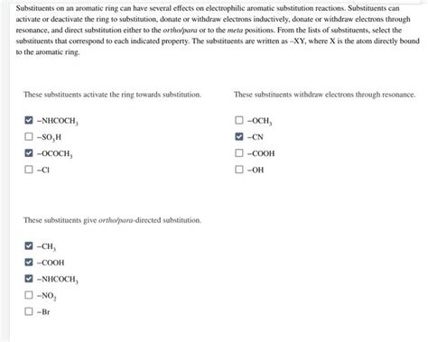 Solved Substituents On An Aromatic Ring Can Have Several
