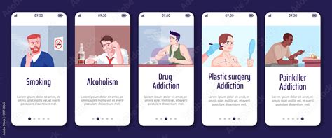 Addiction Onboarding Mobile App Screen Vector Template Smoking