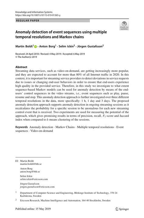 pdf anomaly detection of event sequences using multiple temporal