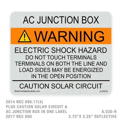 Ac Junction Box Warning 030 Label Solar Compliant Labels
