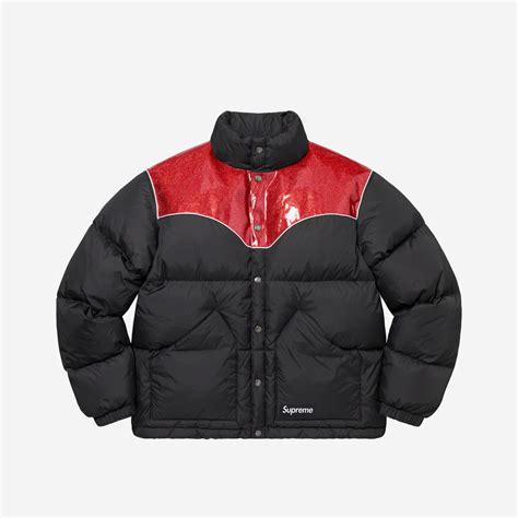 슈프림 글리터 요크 다운 퍼퍼 자켓 블랙 22fw Supreme Kream