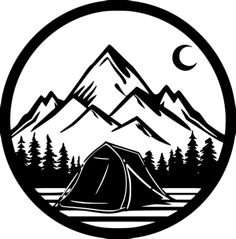 Camping Black And White Clip Art