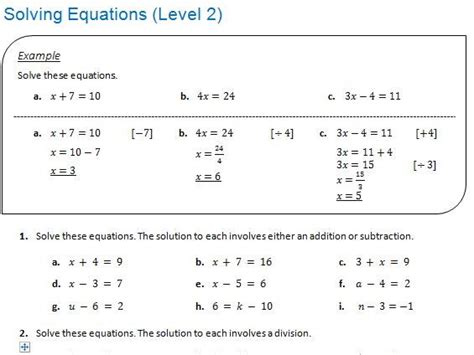 Solving Equations Level Teaching Resources