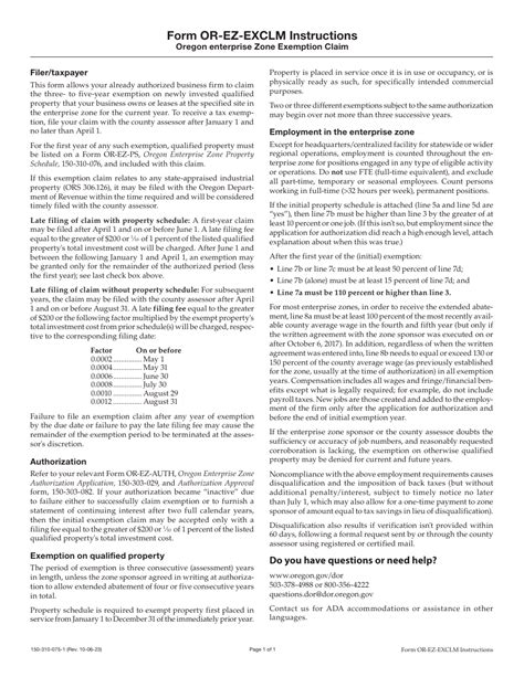 Download Instructions For Form Or Ez Exclm 150 310 075 Oregon
