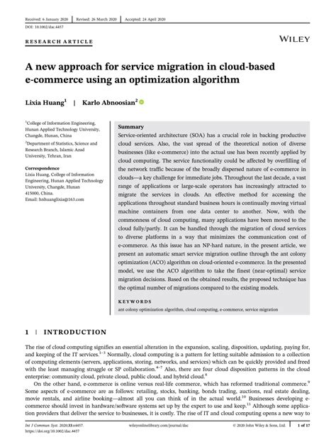 A New Approach For Service Migration In Cloud‐based E‐commerce Using An