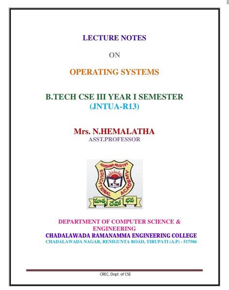 [pdf] lecture notes on operating systems