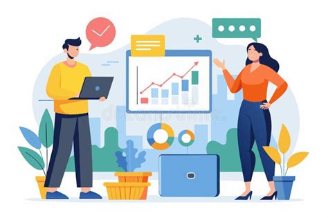 man and woman presenting data analysts trending simp two people