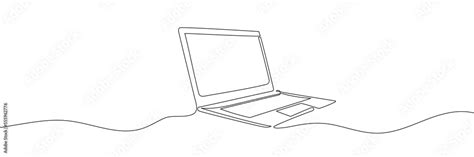 Single Line Drawing Of Laptop Gadget Isolated On White Background