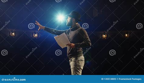 Actor Performing A Monologue In A Theater Stock Image Image Of