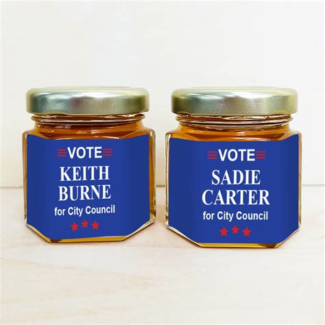 Campaign Election Favors Set Of 12 Stars Political Personalized Honey