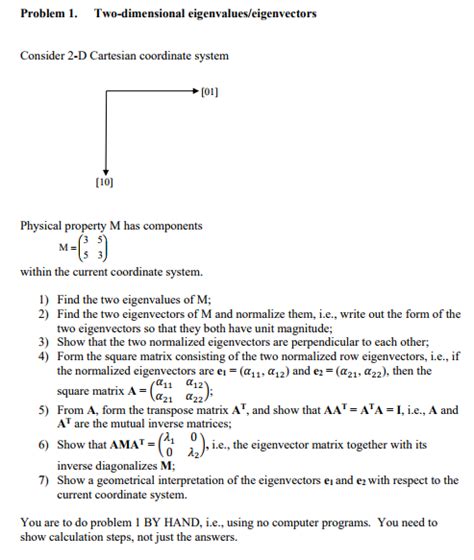 Solved Problem 1 Two Dimensional Eigenvalueseigenvectors
