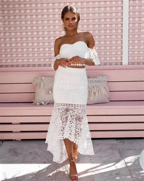 Летнее женское сексуальное кружевное платье с открытыми плечами из 2 частей черно белое