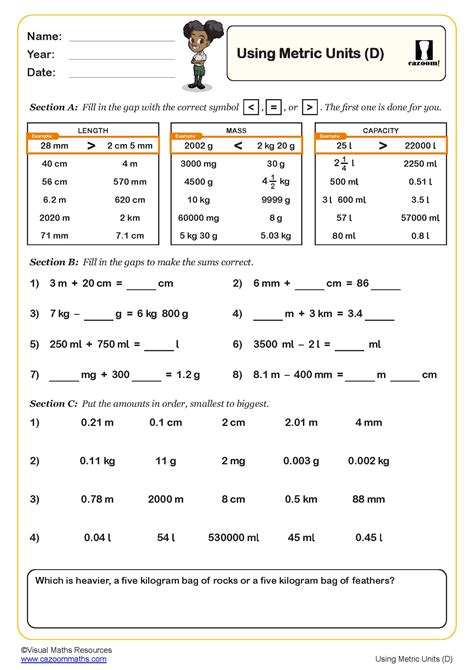 Using Metric Units D Worksheet Fun And Engaging Year 4 Pdf Worksheets
