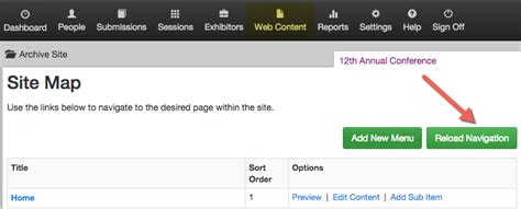 edit menu or submenu attendee interactive