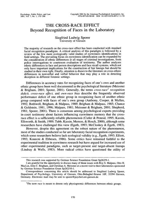 Pdf The Cross Race Effect Beyond Recognition Of Faces In The Laboratory