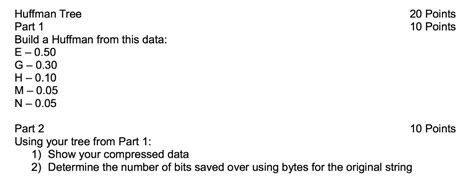 Solved 20 Points 10 Points Huffman Tree Part 1 Build A