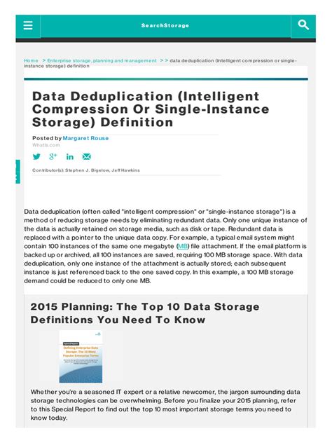 Searchstorage Techtarget Com Definition Data Deduplication Pdf