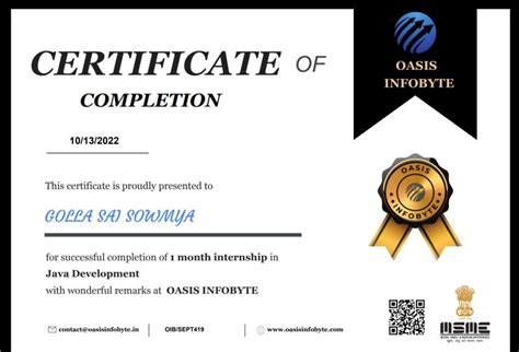 Sai Sowmya Golla On Linkedin Internship Oasisinfobyte Thankful