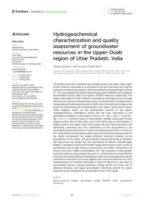 Pdf Hydrogeochemical Characterization And Quality Assessment Of