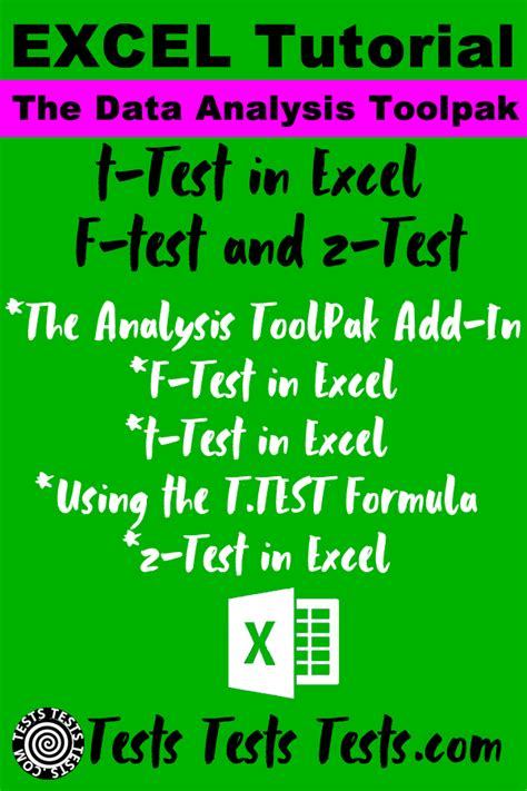 T Test In Excel F Test And Z Test Tutorial With Video The Data Analysis ToolPak