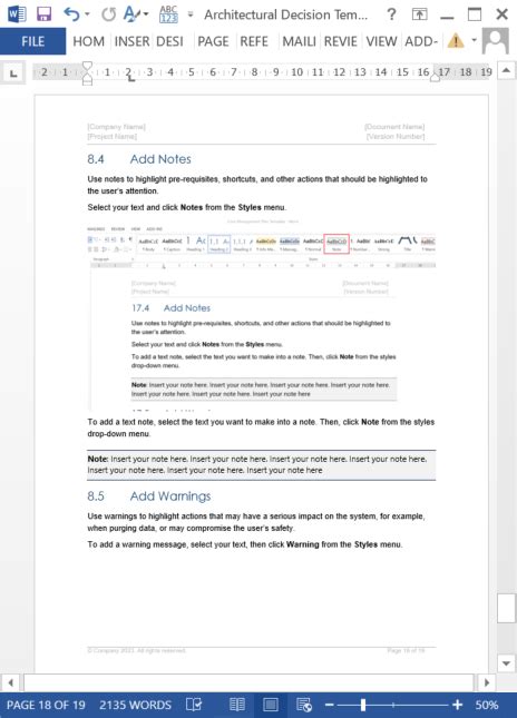architectural decision template ms office templates with ai prompts