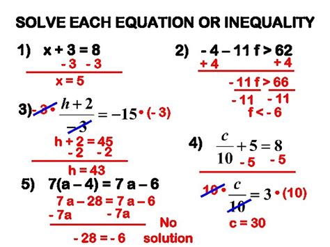 SOLVE EACH EQUATION OR INEQUALITY 1 X