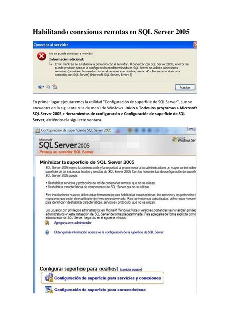 PDF de programación - Habilitando conexiones remotas en SQL Server 2005