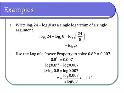 65 Logarithmic Properties Ppt