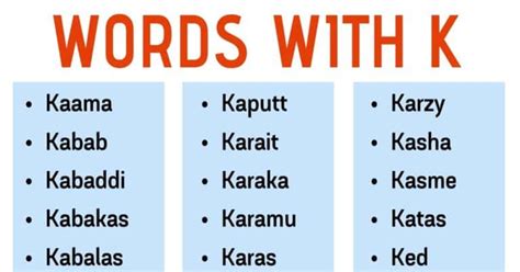 Words That Start With K List Of K Words With Useful Examples My English Tutors
