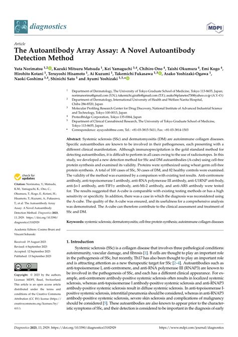 Pdf The Autoantibody Array Assay A Novel Autoantibody Detection Method